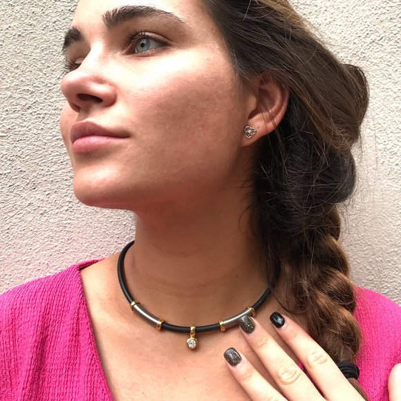 David Grau | Jewelry | Signed David Grau Gold Plated Rubber Necklace W ...